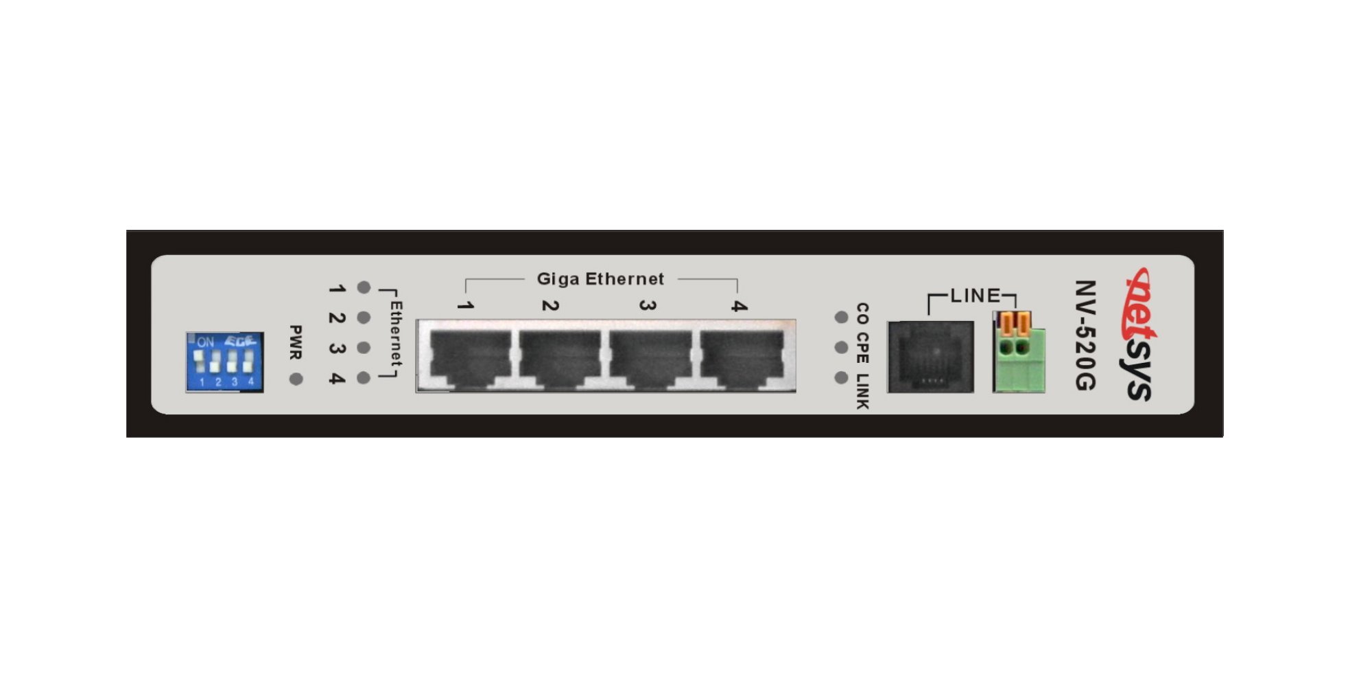 NV-520G-Industrial 4 Giga LAN Over VDSL2 Extender with DIP Switch